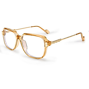 VISOONE Oversized Blue Light Blocking Glasses with Chic Square TR90 Frame and Metal Temple for Women Men REMY