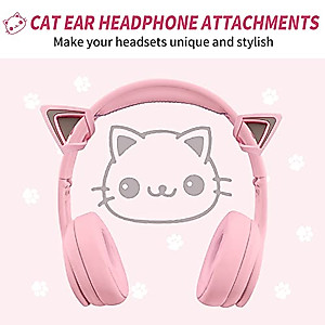 WeThinkeer Cute Cat Ears for Headphones, Pink Cat Ear Headphone Attachment with Adjustable Straps, Compatible with Most Video Live Gaming Headphones, Ideal Gift for Your Family and Friends
