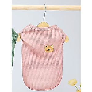 Milumia Pet Cute Outfits for Small Medium Dogs Cats Clothes Bear Patched Dog T Shirts Pink Medium