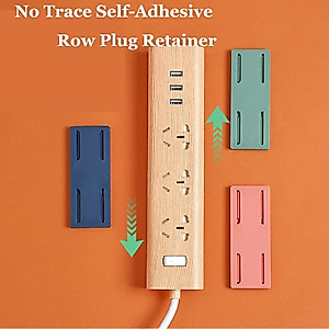 Hanlaien Self-Adhesive Desktop Socket Fixer, Self Adhesive Power Strip Holder, Power Strip Wall Mount Desktop Socket Fixer (Mixed,8pcs)