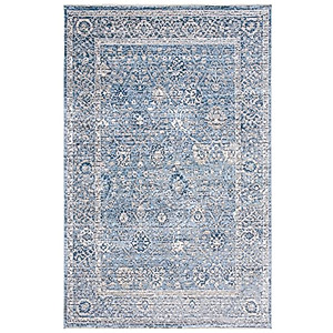 SAFAVIEH Dream Collection 8' x 10' Grey / Turquoise DRM408J Vintage Oriental Distressed Premium Viscose Area Rug