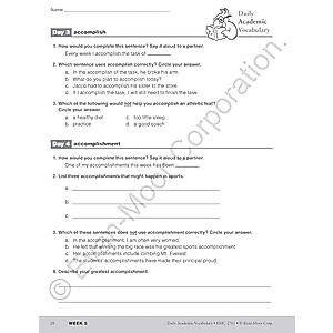 Daily Academic Vocabulary, Grade 5 Teacher Edition