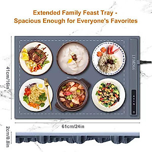 Warming Mat for Food,3 Tempmaster Adjustable Warming Tray Setting Foldable Electric Warming Tray,250W Full-Surface Heat in 10s Food Warming Mat,1.8m Power Plug Warming Tray for Buffets Party (Grey)