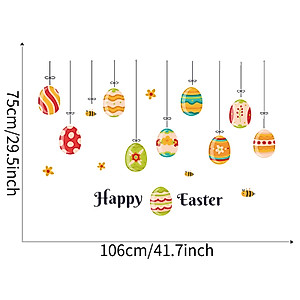 Happy Easter Wall Decals Eggs Wall Stickers Peel and Stick Easter Wall Decorations Window Clings for Nursery Classroom Kids Room Baby Bedroom Home Kitchen Easter Party Decoration (Eggs)
