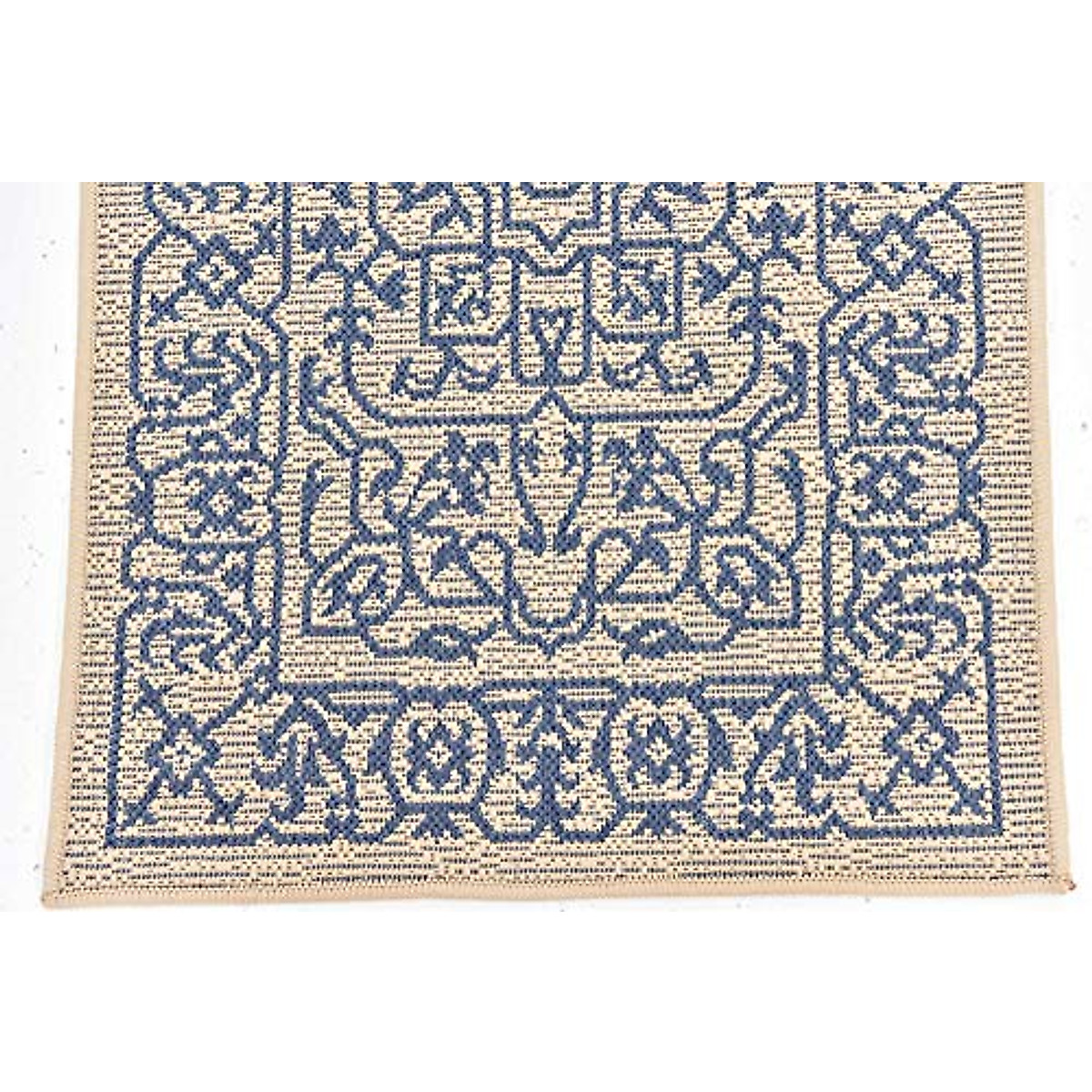 Unique Loom Outdoor Botanical Collection Area Rug - Allover (2' 2" x 3' 1" Rectangle, Beige and Blue/ Blue)