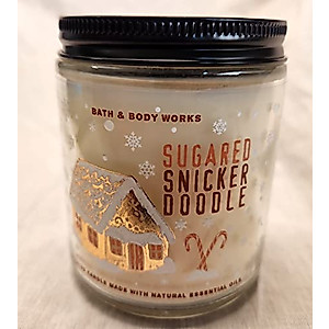 White Barn Candle Company Bath and Body Works Single Wick Scented Candle w/Essential Oils - 7 oz Sugared Snickerdoodle (Warm Spices, Creamy Vanilla, Sugared Musk)