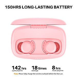 Tribit Earbuds, 150H Playtime IPX8 Bluetooth5.2 Deep Bass Bluetooth Earbuds Touch Control Headphones with Mic Earphone in-Ear Wireless Earbuds for iPhone Android Flybuds 3 Pink, Bluetooth Headphones