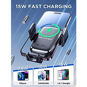 [Upgraded Version] Wireless Car Charger, 15W Qi Smart Fast Charging, JOYROOM Car Phone Holder Mount Wireless Charging, Auto-Clamping Charging Cell Phone Mount for iPhone, Samsung, Galaxy, LG, Google