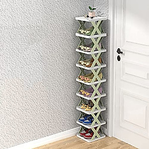 9 Tier Shoe Storage Organizer, Multifunctional Free Standing Shoe Shelf for Home, Entryway, Hallway, Living Room, Bedroom, Balcony, 10.2*9.4*52.3 Inches ( Color : Green , Size : 26*24*133cm )