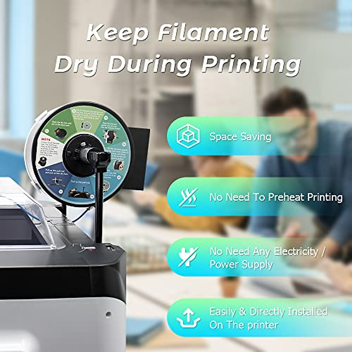 R QIDI TECHNOLOGY Filament Dryer Box, Filament Storage Box for 3D Printer Filament, Keeping Filaments Dry During 3D Printing, Compatible with 1.75mm PA12-CF, PLA, PETG, ABS, UltraPA, S-White, etc
