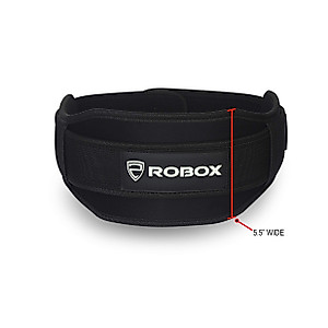 ROBOX Weight Lifting Belt, Gym, Back Support, Bodybuilding, Fitness, Training, Lumbar Support, Neoprene Workout Belt for Men and Women (Medium, Full Black)