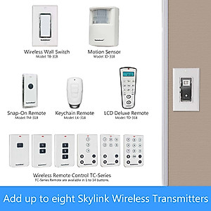 SK-7 Wireless DIY Easy to intall 3-Way Dimmable On Off Anywhere Lighting Home Control Dimmer Wall Switch Set, no neutral wire required.