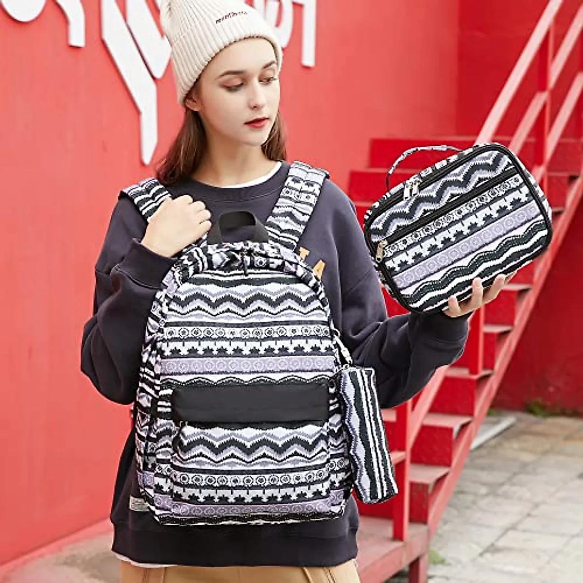 ANRABEGA Kids Backpack with Pencil Pouch, Casual High-Capacity Kawaii Water Resistant Travel Backpacks for Girls Boys Adult (black)