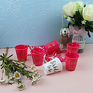 AUEAR, 12 Pack Team Bride and Bride To Be Plastic Beaded Shot Glass Necklace with Gold Foil for Bachelor Wedding Party and Bridal Shower Decorations