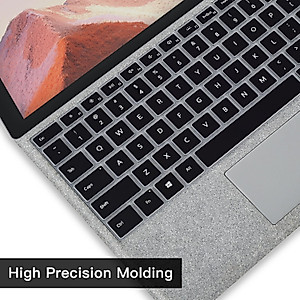 CaseBuy Keyboard Cover for Microsoft Surface Pro 7 Plus/7/6/5/4, US Layout, Black, Silicone
