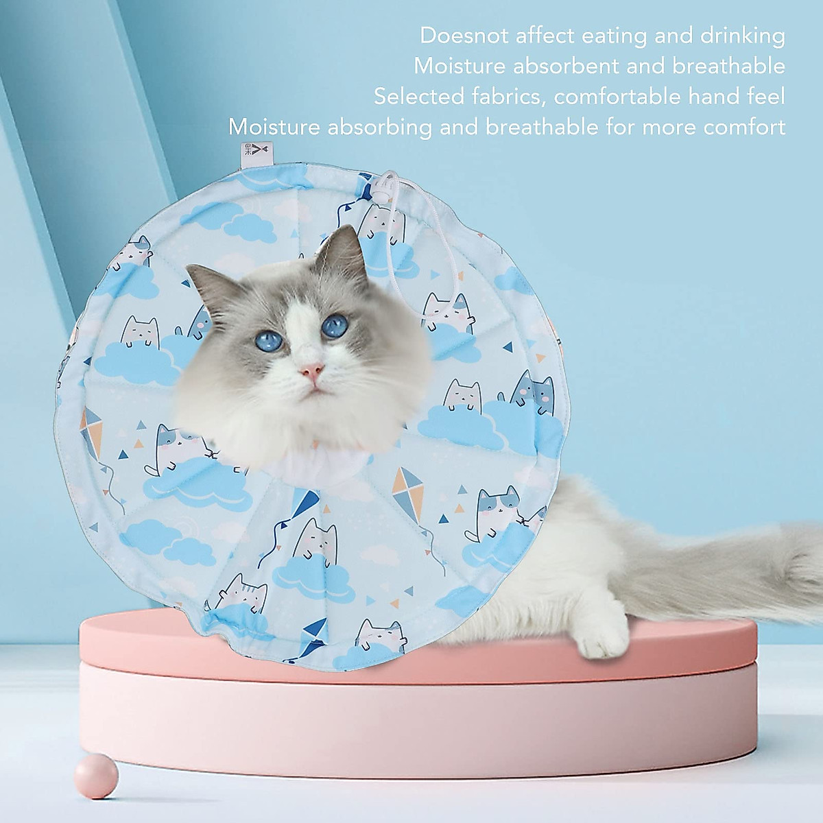 Dog Cone, Cat Cone Dog Cone Collar Cloth Breathable Protective Cat Neck Cone Pet Recovery Elizabethan E Collar Soft Neck Cone to Stop Licking for Cats Kittens and Puppies (S)