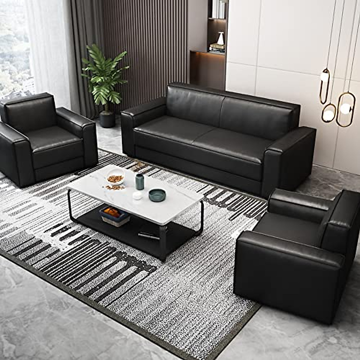 Large Soft Vinyl Upholstery Leather Pebbled Leather Fabric 1 Yard 56.3x36", 0.8mm Thick Faux Synthetic Leather Fabric for Upholstery, Bags, Sofas, Car Seats, Hair Bows, Earrings DIY Crafts (Black)