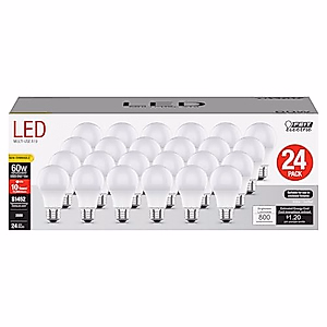 Feit Electric A19 LED Light Bulb, 60W Equivalent, E26 Medium Base, 800 Lumen, 3500K Neutral White light, Indoor/Outdoor General-purpose Light Bulbs, 11,000-Hour Lifetime, A800835/10KLED/MP/24, 24 Pack