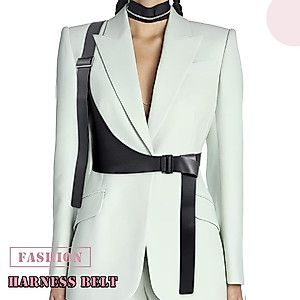 BODIY Punk Rock Belt Black Pu Leather Fashion Waist Belt Gothic Costume Cosplay Rave Accessory Waist Belts for women (Black)