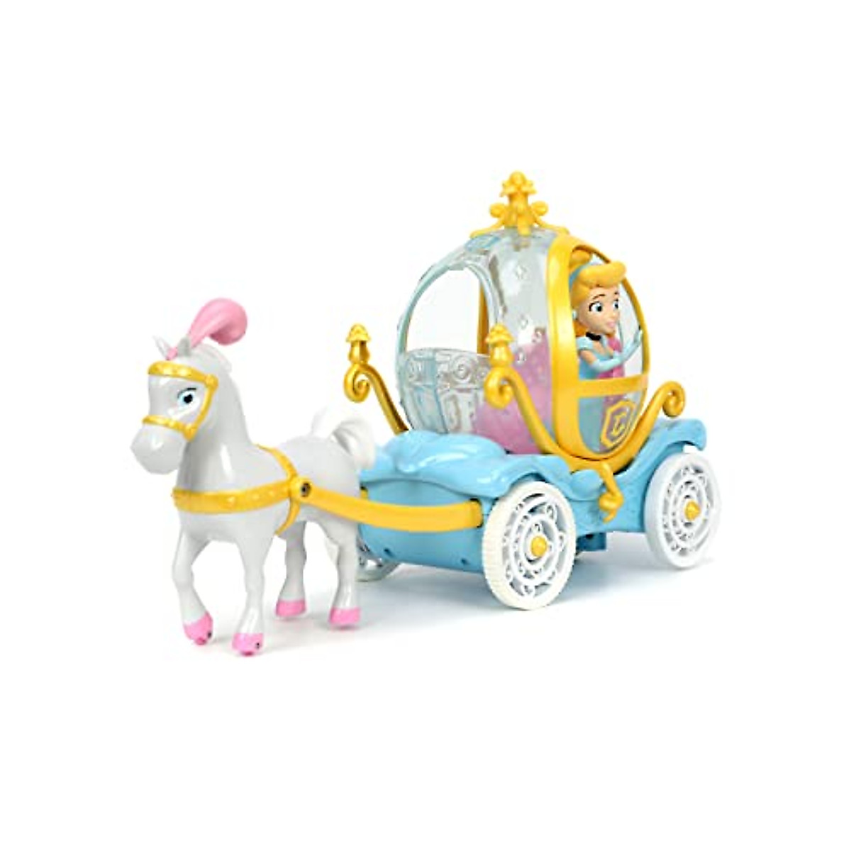 Jada Toys Disney Princess Cinderella Horse-Drawn Carriage RC Radio Control Vehicle, Toys for Kids