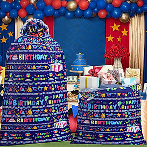 Zonon 3 Pieces 56 Inch Extra Large Blue Happy Birthday Gift Bag Jumbo Plastic Gift Bags Oversized Gift Wrapping Bags Storage Bag for Birthday Party Favors Supplies Heavy Duty Bag (Birthday Style)