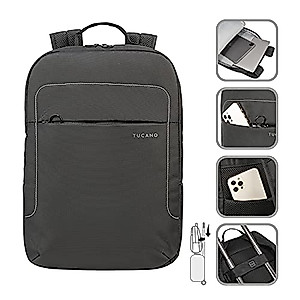 TUCANO LUP Ultraslim light backpack durable technical fabric for 15.6 in laptops, MacBook Pro 16 in - Black