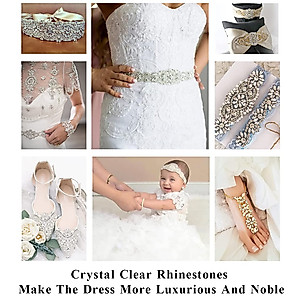 Partisout Rhinestone Bridal Belt Wedding for Bride Dress Rhinestone Belts for Dresses for Wedding Dress Silver Belt. (Silver 310)