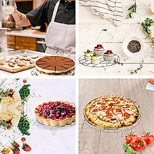 Aracoware 2 Pack Round Stainless Steel Cooking Cooling Racks, 10"x1.18", Oven Safe, Multi-Purpose for Air Fryer, Pressure Cooker, Steamer - Set of 2