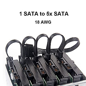 RGEEK SATA Power Splitter Cable, 15 Pin SATA to 5 SATA Power Splitter Cable Apply for HDD、SSD、Optical Drives Sata Power Cable -24 Inches