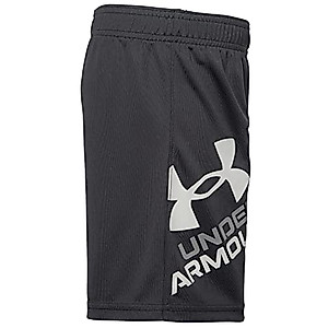 Under Armour Boys' Prototype Symbol Short, Wordmark Screen Print, Elastic Waistband, Pitch Gray S21, 7