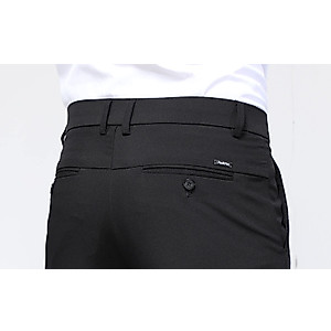 Plaid&Plain Men's Slim Fit Dress Pants Formal Pants Dress Slacks for Men 603 Black(New) 30X32