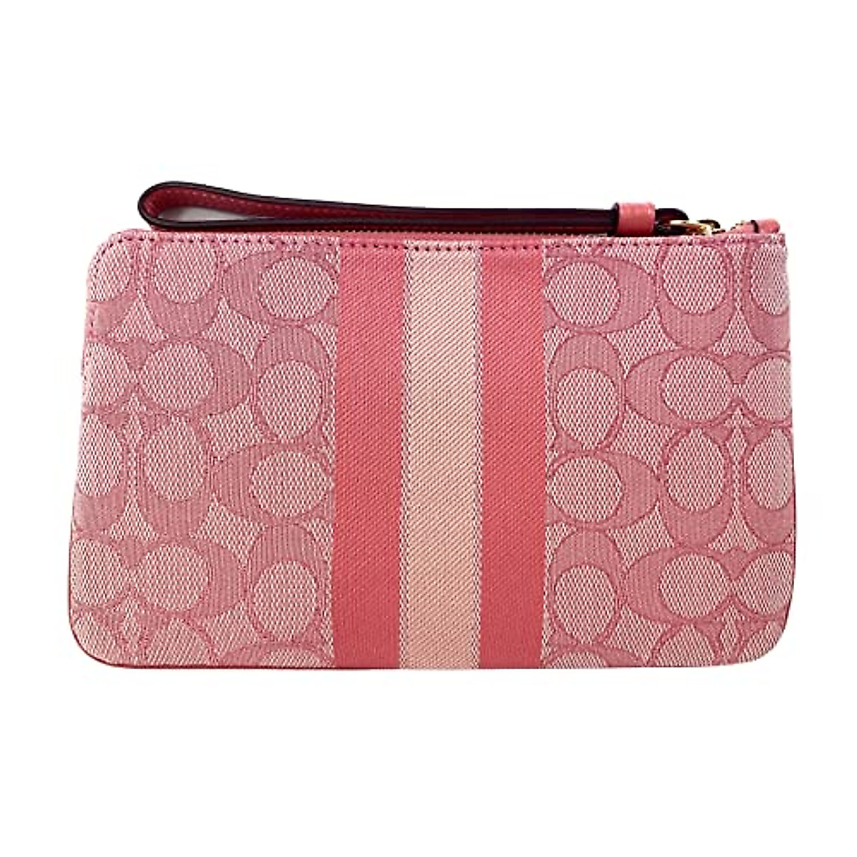 COACH Dempsey Large Corner Zip Wristlet In Signature Jacquard With Stripe Patch (IM/Taffy)
