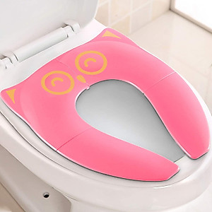 Gimars Portable Travel Potty Seat for Toddlers, Large Folding Travel Potty Seat For Kids Fits All Shape Toilet, Foldable Toilet Seat for Boys & Girls With 6 Non-Slip Silicone Pad, Free Carry Bag, Pink
