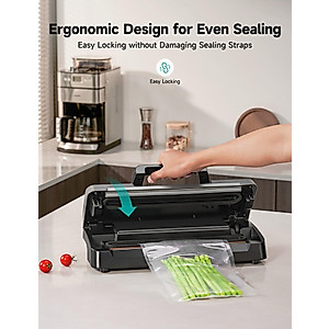 HiCOZY Vacuum Sealer, Full Automatic Vacuum Sealer Machine for Food, Handle Locked Design, Build-in Cutter, Compact Design Food Sealer With All Starter Kits, 5 Modes and 5-Year Quality Commitment
