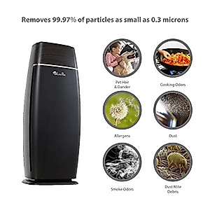 LivePure LP260TH-B Sierra Series True HEPA Digital Tall Tower Air Purifier for Home Captures Allergens, Smoke, Pollen, Mold, Dust Mites, Pet Hair, Energy Star Certified, Mahogany/Black