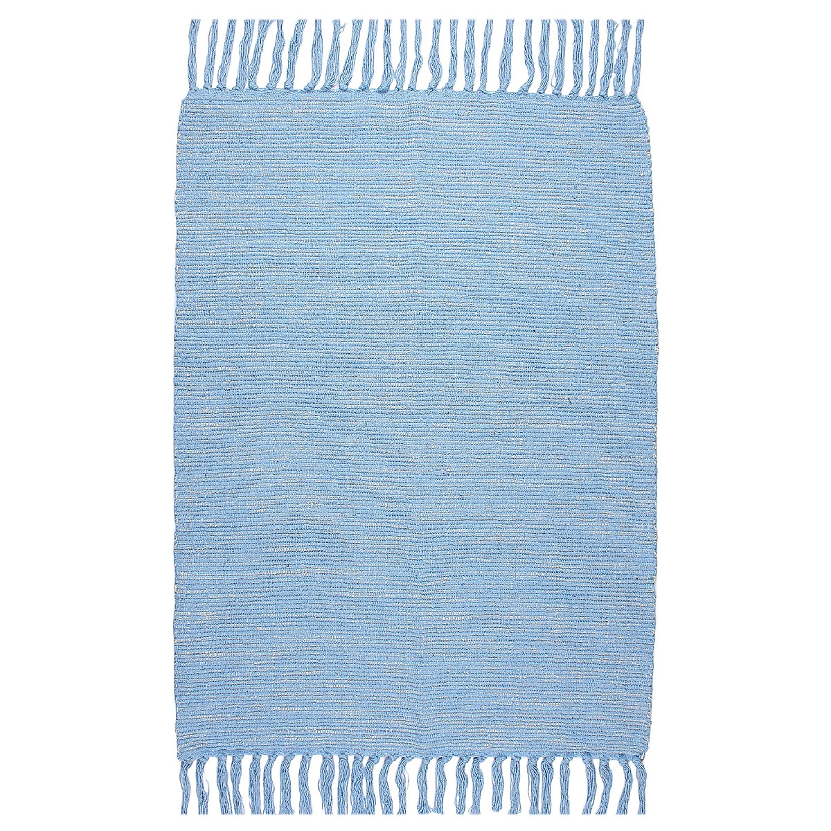 Asraie Boho Eco Friendly Hand Woven & Reversible Cotton Ribbed Rag Rug 100% Recycled Cotton Area Rug for Living Room Kitchen Entryway 2x3' (Sky Blue)