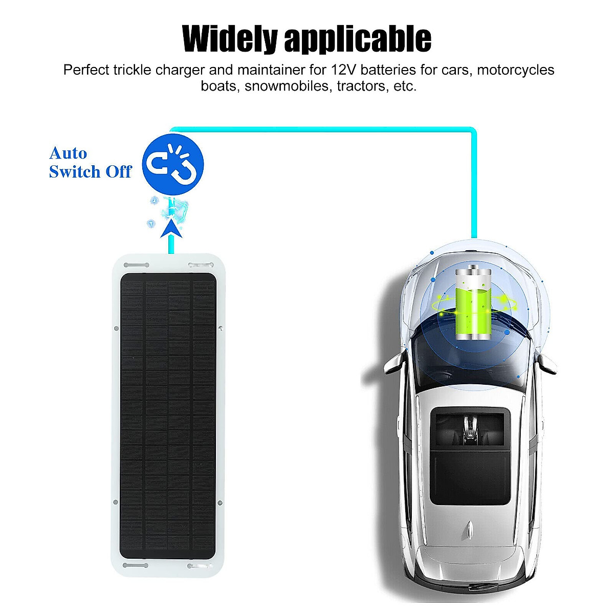 5W Portable Solar Panel Kit, 12V Solar Battery Panel Monocrystalline Silicon OBD Charger for Boat Car RV Motorcycle Marine Automotive