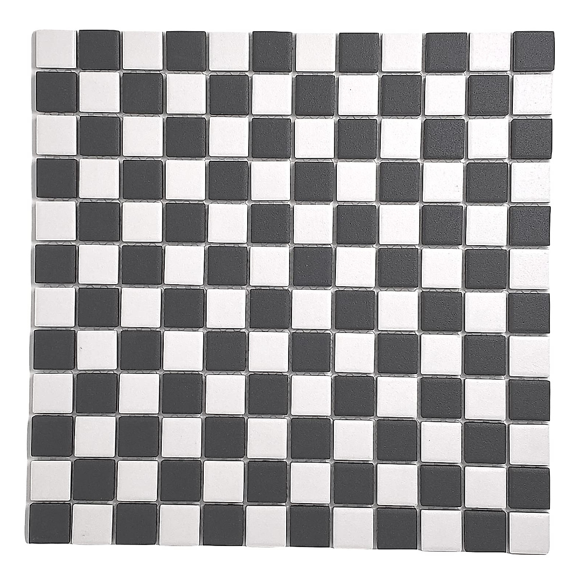 TDPW-UGBW1X1-400 Black Greyish Charcoal & White Checkered Unglazed Porcelain 7/8 Inch Square Mosaic Tile for Bathroom Floors, Walls, Kitchen Backsplash and Pool (Not Peel and Stick) - Box of 5 Sheets