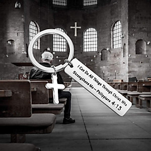 FEELMEM I Can Do All Things Through Christ Who Strengthens Me Philippians 4:13 Keychain Religious Jewelry Christian Gifts(Keychain)