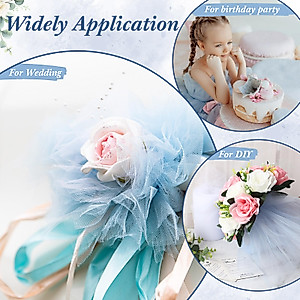 3 Rolls Blue Tulle Tulle Fabric 6 Inch by 100 Yards Tulle Roll Tulle Dress for Girls Tulle Ribbon for Tutu Bow Birthday Baby Shower Wedding Party Decoration(White,Light Blue,Dark Blue,6" x300 Yard)