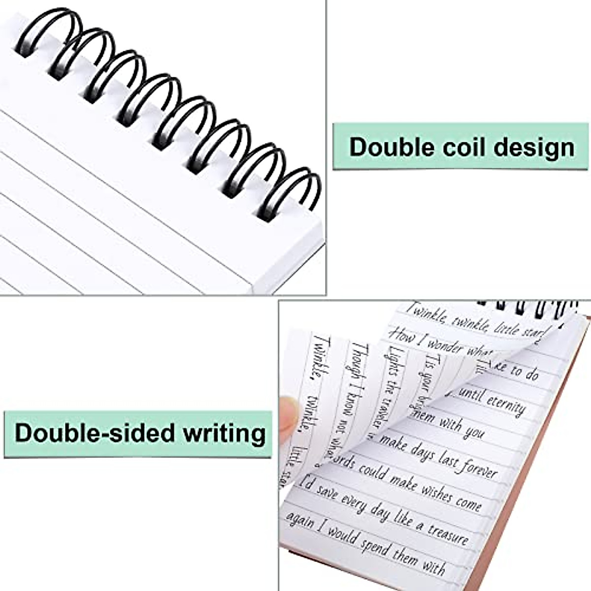 6Pcs Spiral Notebook, Double Loop Pocket Notebook, Office Style Mini Notebooks, Pocket Small Notepad, Small Notebooks 3x5, Small Spiral Notebook for Home School Office Travel Accessories - Color