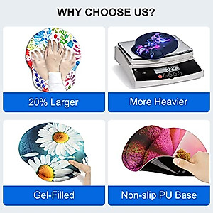 Ergonomic Mouse Pad with Wrist Support Rest,[ 20% Larger] Mousepad Gel Wrist Rest, with Coaster Non-Slip & Pain Relief for Computer, Desk, Home&Office-Leaves 2