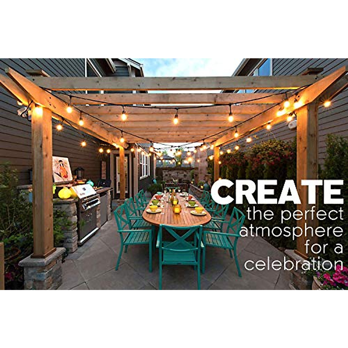 MagicPro Solar String Lights, 15 LED Light Bulbs Solar String Light Waterproof Heavy Duty Outdoor Solar Lights 44 Ft for Garden Yard Deck Warm White