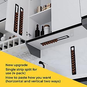 JNIHEEP Coffee Pod Holder Metal Black Adhesive Capsule Holder for Original Line Nespresso Pods,Vertically or Horizontally Mount on Wall or Under Cabinets,15.75" L by 2.38" x 4 Packs Storage Holds 44