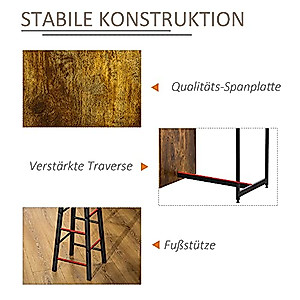 HOMCOM 3 Piece Industrial Dining Table Set, Counter Height Bar Table & Stools Set with Storage Shelf, Rustic Brown