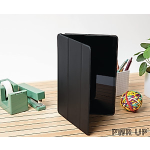 PWR UP iPad 10.2 inch Case (Works with iPad 9th Gen/8th Gen/ 7th Gen [2021/2020/2019]), Slim-line Hard Shell Protective Folio Case with Smart Wake/Sleep Cover and Stand Cover | Sleek Matte Black Color