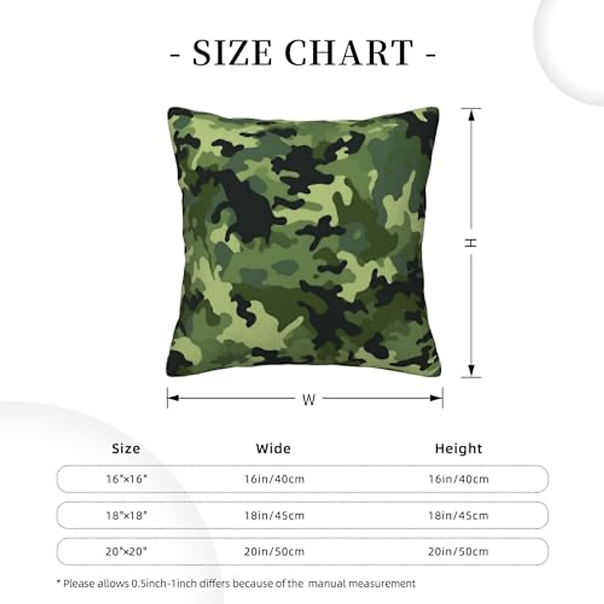 AdaNti Camo Green Print Corduroy Throw Pillow Covers Soft Square Throw Pillow Case Home Decorations for Bed Sofa Living Room 16"x16"