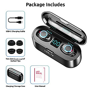 VOLT PLUS TECH Wireless V5.0 Bluetooth Earbuds for iPhone 14/14Pro/Max/13/13Pro/Max/12/12 Pro/Max, with LED Display,Mic, 8D Bass, F9 TWS IPX7 Waterproof with 2000mAh PowerBank Charging case