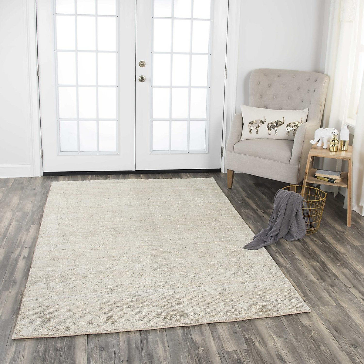 Rizzy Home | GH720A | Grand Haven Collection | Wool / Viscose Area Rug | 8' x 10' | Beige/Gray/Rust/Blue Solid