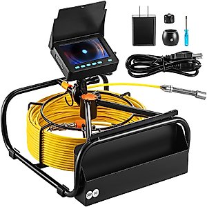 VEVOR Sewer Camera, 98.4ft/30M 4.3" Pipe Drain Inspection Camera with DVR Function & Snake Cable, Waterproof IP68 Borescope w/LED Lights, Industrial Endoscope for Home Wall Duct Drain Pipe Plumbing